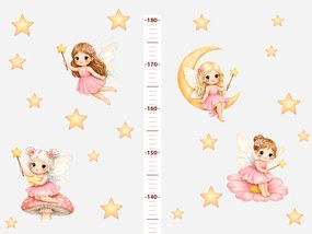 Metr růžové víly samolepky na zeď pro dívky výška 160 cm