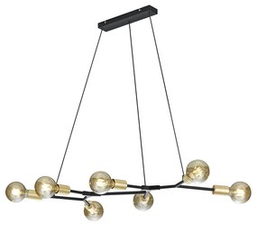 Designová závěsná lampa černá se zlatými 7 světly - Dirk