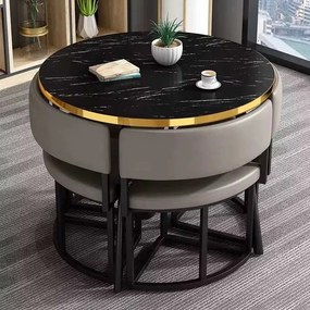 LuxuryForm DESIGN Jídelní set MONTE 4+1 - šedý / černý