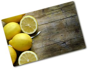 Wallmuralia Kuchyňská deska velká skleněná Citrony na keři 80x52 cm