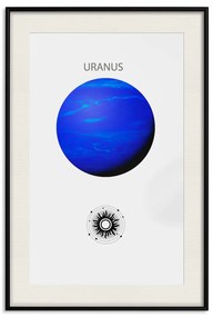 Plakát Uran II - modrá planeta sluneční soustavy na šedém pozadí