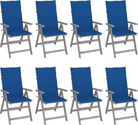 vidaXL Zahradní polohovací židle s poduškami 8 ks akáciové dřevo [3075141] Barva: Královská modř