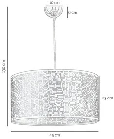 ONLI - Lustr na lanku BRUCE 1xE27/15W/230V pr. 45 cm matný chrom