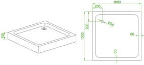 BPS-koupelny Čtvercová akrylátová sprchová vanička HYD-SSV-SXL02C 100x100 černá