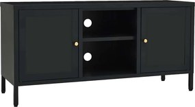TV stolek černý 105 x 35 x 52 cm ocel a sklo 336058