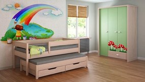 Dětská postel + matrace pěna-kokos - Junior - 200x90cm - Bělený dub