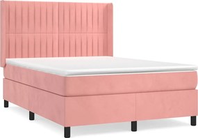 Box spring postel s matrací růžová 140x200 cm samet 3132806