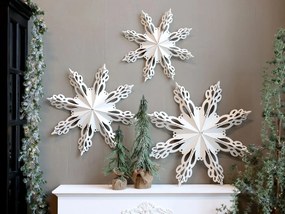 Bílá antik kovová nástěnná dekorace sněhová vločka Snowflake - 53*6 cm