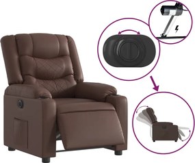 Elektrické polohovací křeslo hnědé umělá kůže 3206545