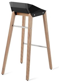 OnaDnes -20% Černá plstěná barová židle Tabanda DIAGO s dubovou podnoží 75 cm
