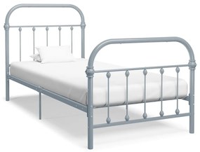 Rám postele šedý kovový 90 x 200 cm