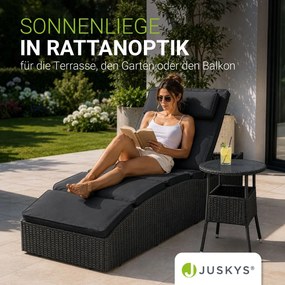 Juskys Skládací polyratanové lehátko Lamia Barva: černá