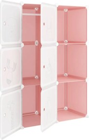 Dětská modulární skříň s 6 úložnými boxy růžová PP 340578