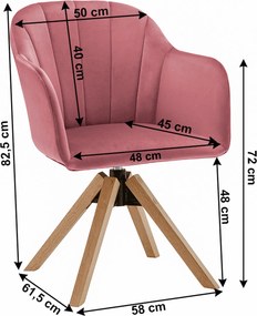 Otočné křeslo ALIGNA - látka Velvet, starorůžová / buk