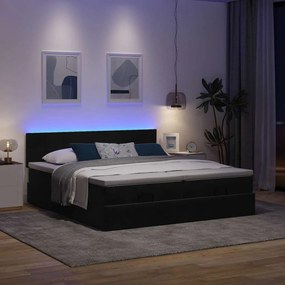 Osmanský rám postele s matrací černý 200x200cm samet 3312931