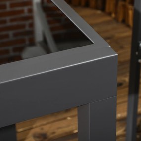 Rozkládací zahradní stůl Outsunny z hliníku s obdélníkovým tvarem a tvrzeným sklem pro 4-6 osob, nosnost 50 kg, rozměry 80-160x80x75 cm, černý