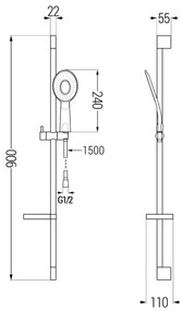 Mexen DS73 posuvný sprchový set, Chromovaná - 785734583-02