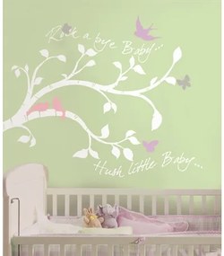 RoomMates Samolepky na zeď - dekorace Větev stromu, motýli a ptáci