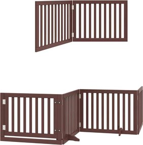 Zábrana pro psy s dvířky skládací 10 panelů hnědá 800 cm topol 3155691