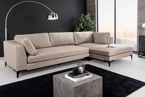 Designová rohová sedačka Sashanique 313 cm taupe samet - pravá