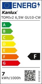 LED žárovka GU10 Kanlux 6,5W (50W) studená bílá (6500K), reflektor 100° 34969