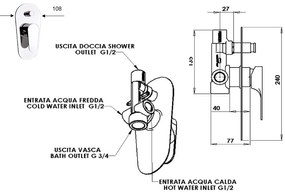 Sapho, CORNELI podomítková sprchová baterie, 2 výstupy, chrom, CE42