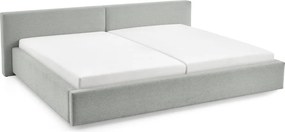 Světle šedá čalouněná dvoulůžková postel s úložným prostorem s roštem 200x240 cm Cube – Meise Möbel