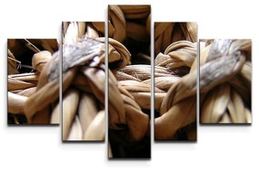 Sablio Obraz - 5-dílný Banánové listí - 125x90 cm
