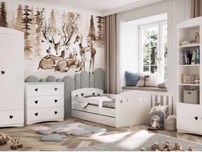 Benlemi Bílý dětský pokoj JULIA: Šatní skříň, knihovna, komoda a postel s úložným prostorem a matrací Rozměr: 80x140 cm
