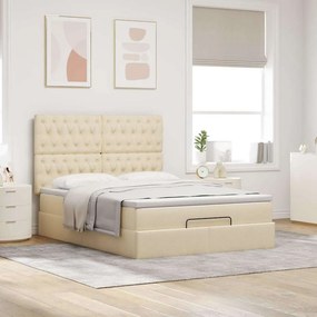 Osmanský rám postele s matrací krémově 140x200cm textil 3314098