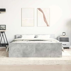 Rám postele s hlavovým a nožním čelem betonově šedý 135x190 cm 3203792