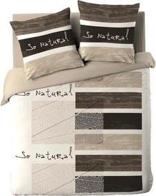 Hnědé 3dílné bavlněné povlečení na dvoulůžko/prodloužené 240x220 cm So Natural – douceur d'intérieur
