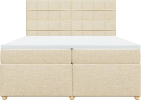 Box spring postel s matrací krémová 200x200 cm textil 3291392