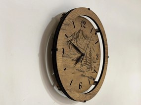 Li-Go "Hory" Dřevěné hodiny, provedení dub velikost svítidla/hodin: 31 cm