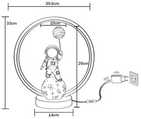 Zuma Line EX04F307U-1 - LED Stolní lampa ASTRONAUT LED/4W/5V černá