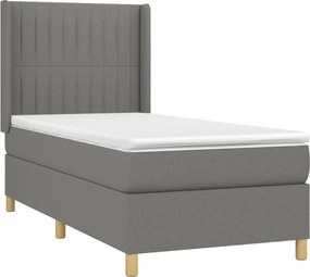 Box spring postel s matrací a LED tmavě šedá 90x200 cm textil 3139006
