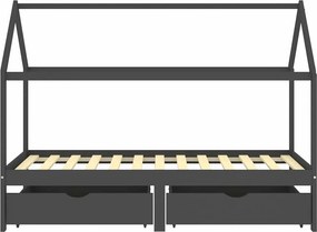 Rám dětské postele se zásuvkami tmavě šedý borovice 90 x 200 cm 322144