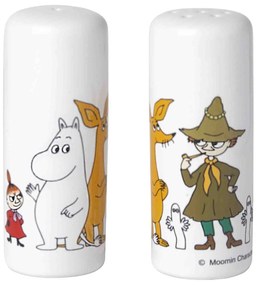 Pluto Design Solnička s pepřenkou Moomin Friends, bílá barva, keramika