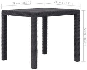 Zahradní stůl hnědý 79 x 79 x 72 cm plastový ratanový vzhled - Default Title