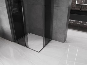 Mexen Velar L Duo, sprchový kout s posuvnými dveřmi 100 x 90 cm, 8mm šedé sklo, broušený grafit, 871-100-090-02-43-66