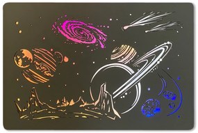 Li-Go "Vesmír" světelný obraz RGB s baterií 90x60cm provedení povrchu: dub světlý