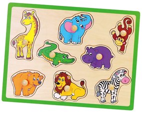 Dětské dřevěné puzzle s úchyty Viga ZOO Barva: multicolor
