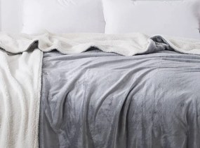 XPOSE® Mikroplyšová deka s beránkem - světle šedá 140x200 cm