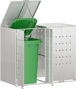 Úložný box na 3 popelnice Nerezová ocel Stříbrná 3394788