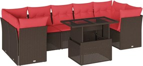 8dílná zahradní sedací souprava s polštáři hnědá polyratan 3266404