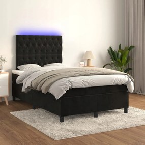 Fionshop 264251245 Box spring postel s matrací a Led černá 120x200 cm sam