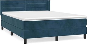 Box spring postel s matrací tmavě modrá 140x190 cm samet 3131019