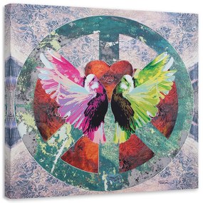 Gario Obraz na plátně Znak míru a ptáci Rozměry: 30 x 30 cm
