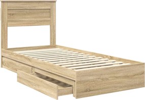 Postel s úložným prostorem se zásuvkou Sonoma dub 100 x 200 cm 3409934