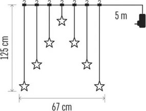 LED vánoční závěs EMOS DCGW14 hvězdy 67x125cm vnitřní použitíteplá bílá